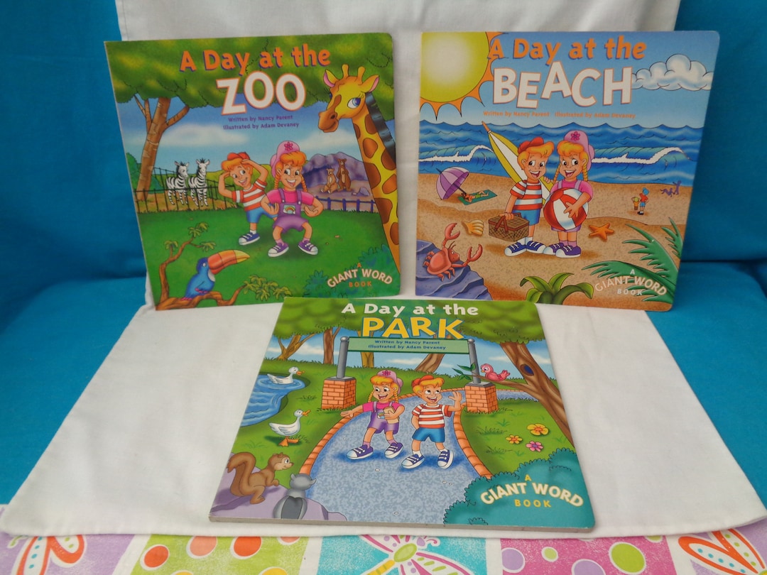 Vintage 1999 A Giant Word Book Set of 3 Large Board Books: A Day at the ...