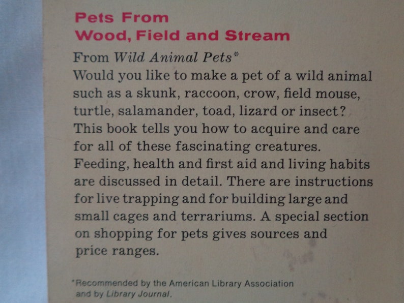 Vintage 1969 Pets From Wood Field and Stream A Golden Book by Roy ...