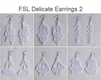 FSL Delicate Earrings Free Standing Lace Machine Embroidery | Etsy