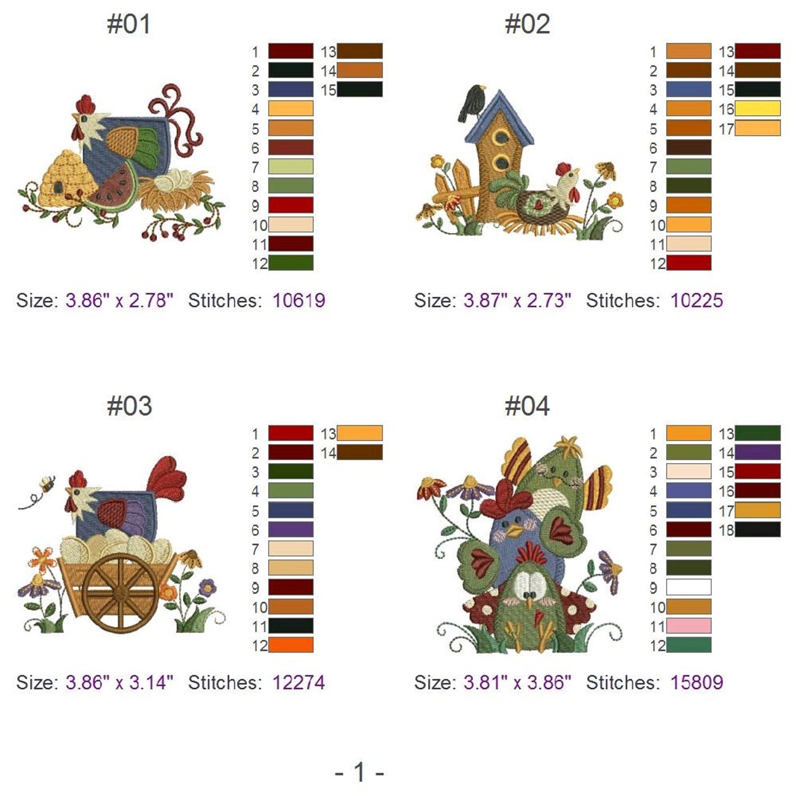 Country Chicken Machine Embroidery Designs Instant Download 4x4 Hoop 12 ...