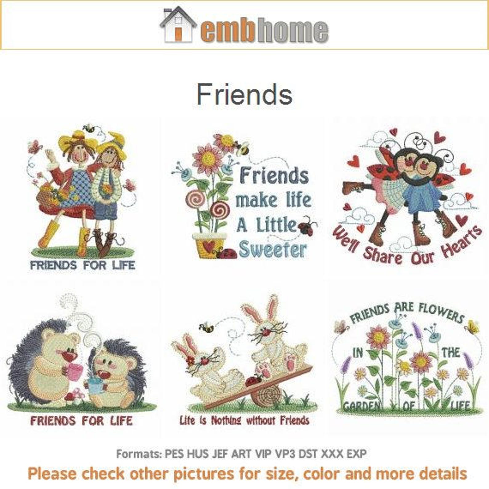 Friends Embroidery Designs Instant Download 4x4 5x5 Hoop 10 - Etsy