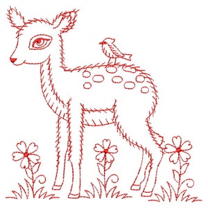 Redwork Baby Animals Machine Embroidery Designs Pack Instant Download ...