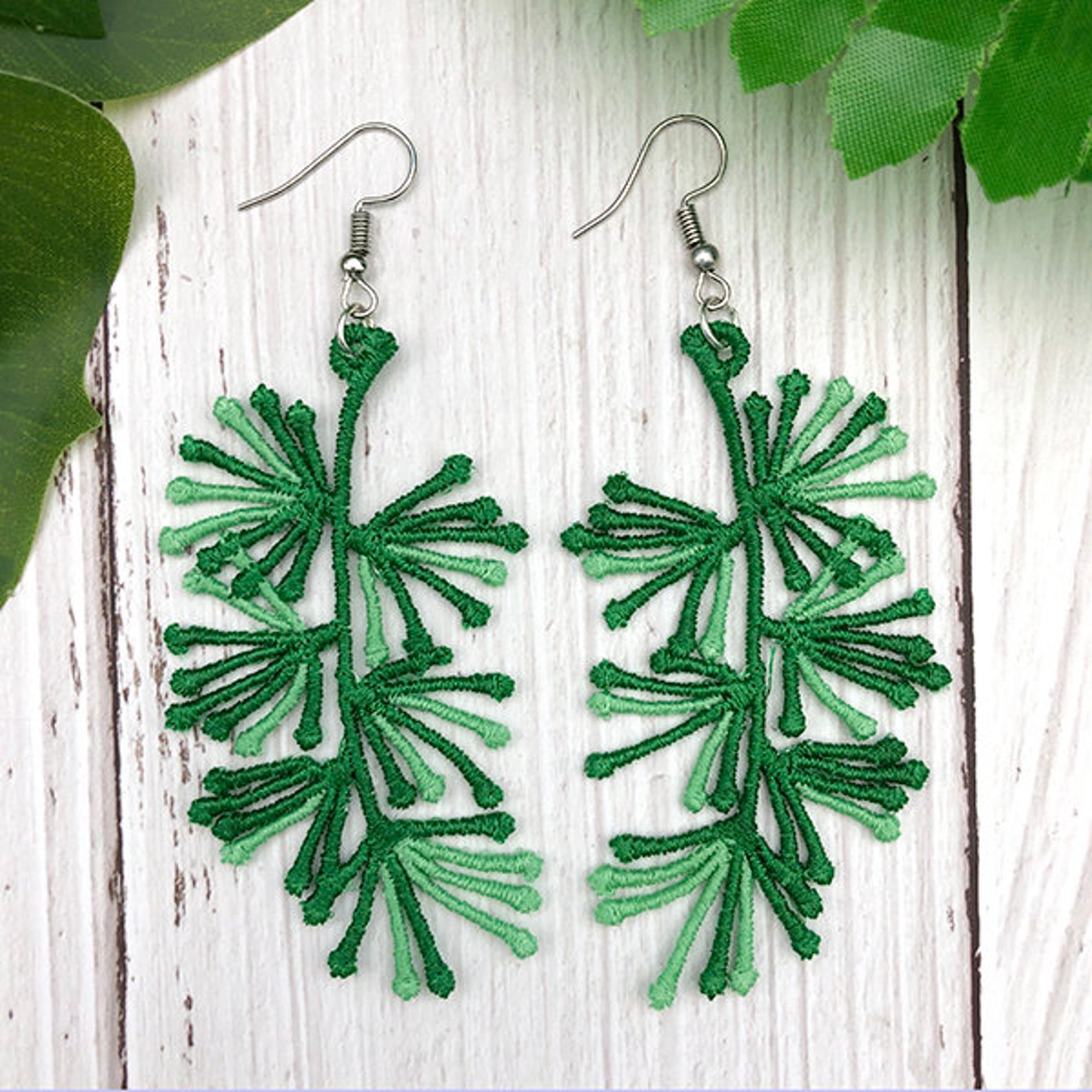 FSL Leaf Earrings Free Standing Lace Jewelry Machine Embroidery Designs ...
