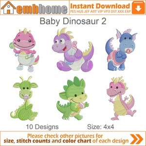 Baby Dinosaur Nursery Animal Quilt Machine Embroidery Designs Instant ...