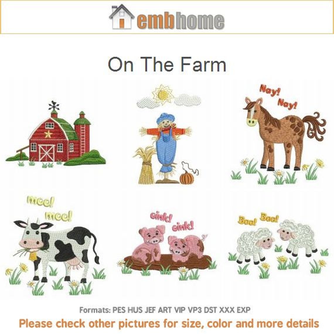 On the Farm Animal Quilt Machine Embroidery Designs Pack Instant ...
