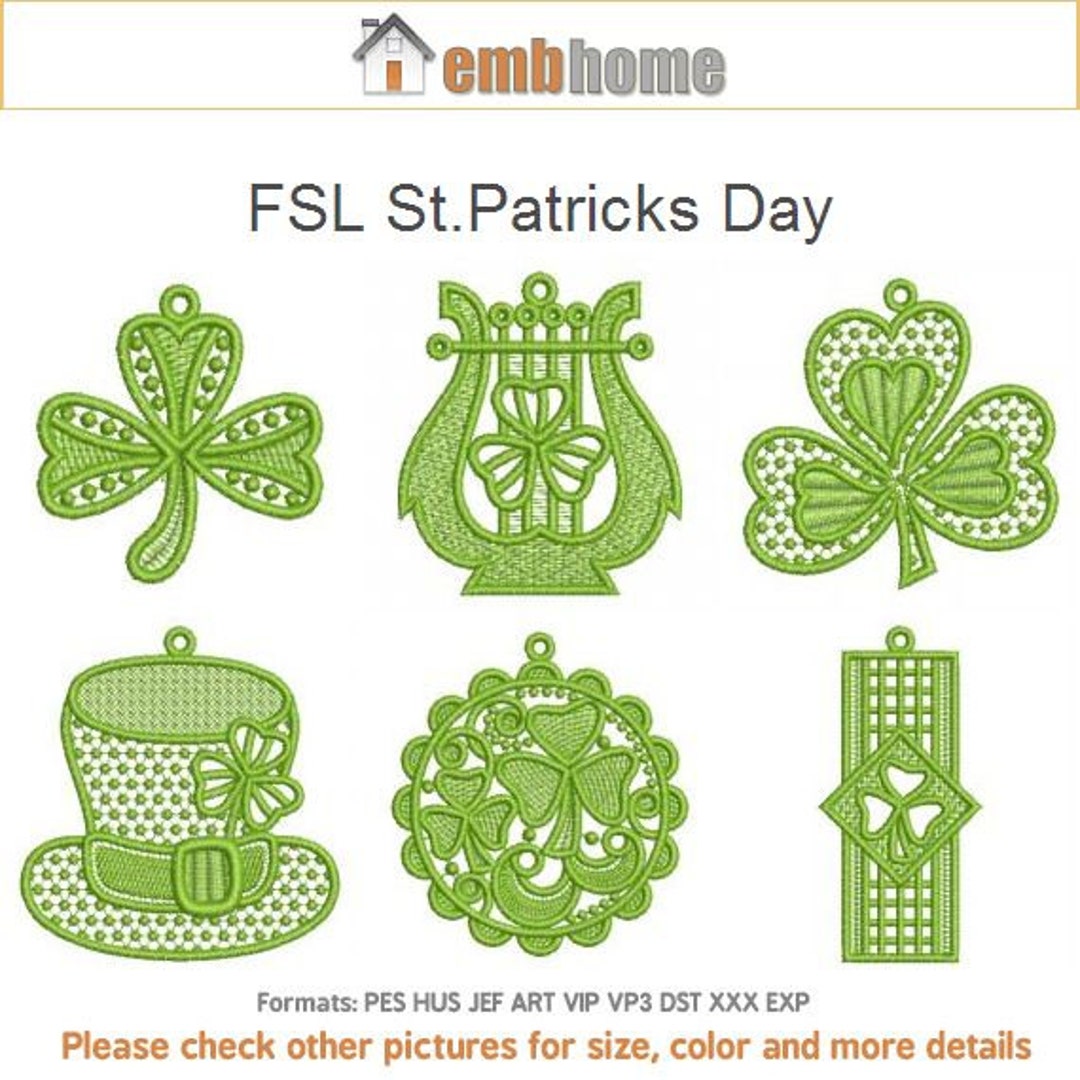 FSL St.patricks Day Free Standing Lace Easter Hanger Machine Embroidery ...