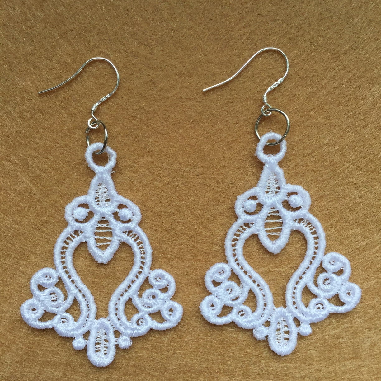 FSL Delicate Earrings Free Standing Lace Machine Embroidery - Etsy