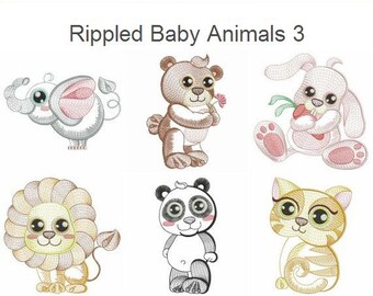 Rippled Safari Animals Machine Embroidery Designs Instant | Etsy