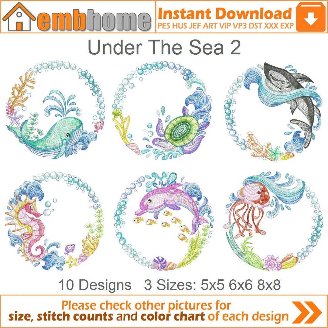 Under the Sea Machine Embroidery Designs Instant Download 5x5 6x6 8x8 ...