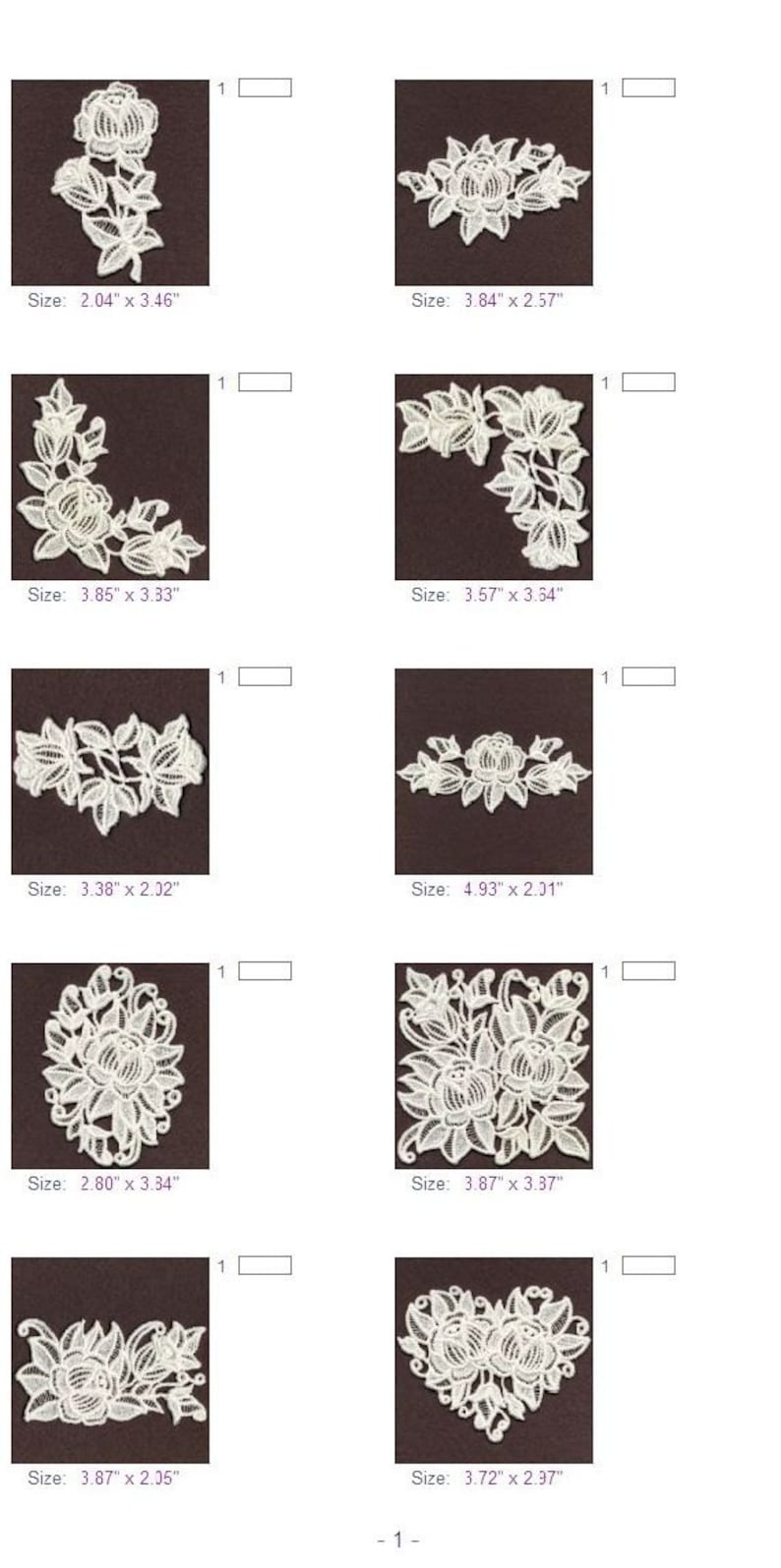 FSL Roses Flowers Free Standing Lace Machine Embroidery - Etsy