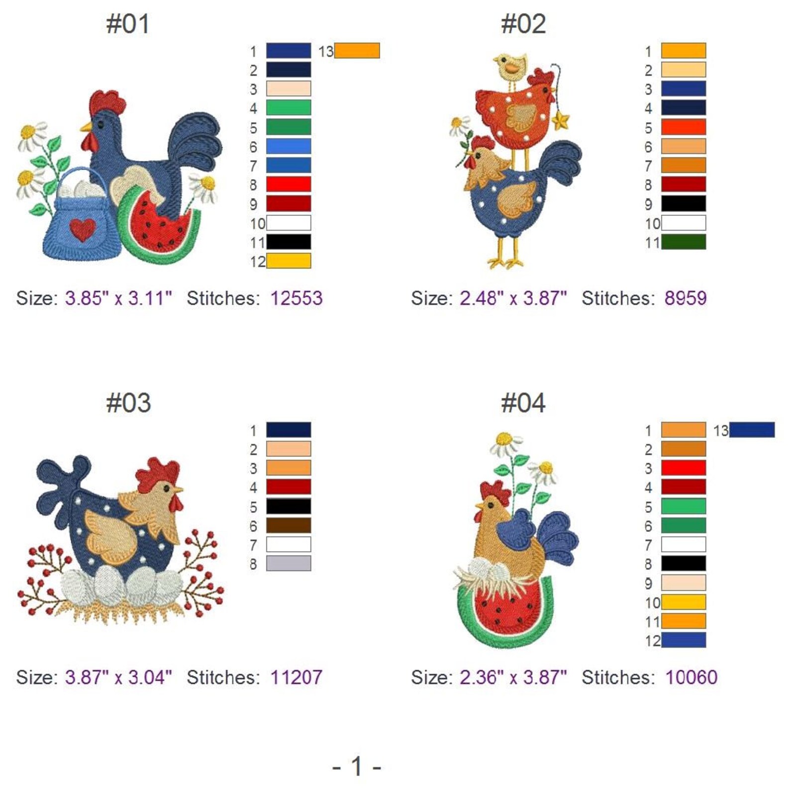 Country Chicken Machine Embroidery Designs Instant Download 4x4 Hoop 10 ...