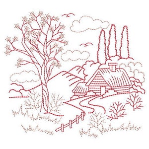 Vintage Country Scene Machine Embroidery Designs Instant Download 5x5 ...