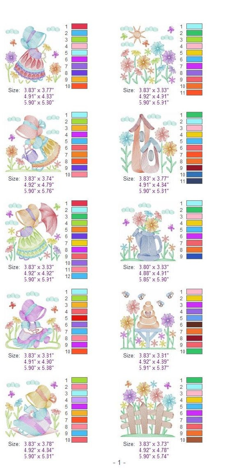 Sunbonnet Sue Machine Embroidery Designs Instant Download 4x4 - Etsy