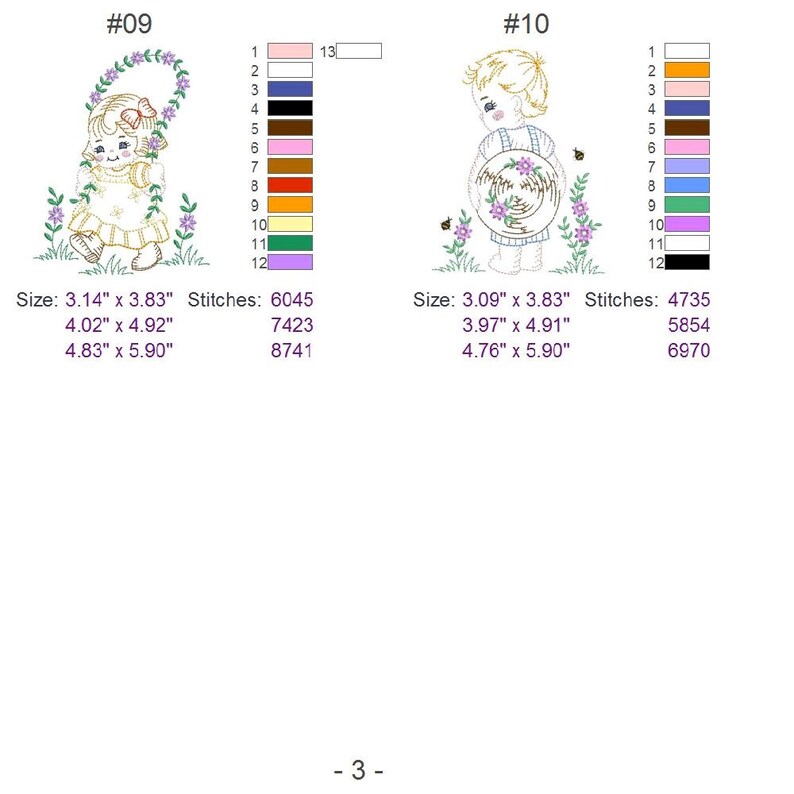 Vintage Child Machine Embroidery Designs Pack Instant Download 4x4 5x5 ...