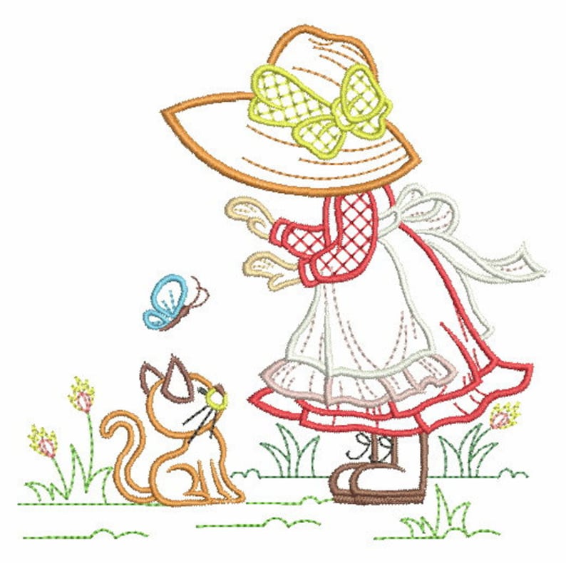 Spring Sunbonnet Sue Embroidery Designs Instant Download 4x4 - Etsy