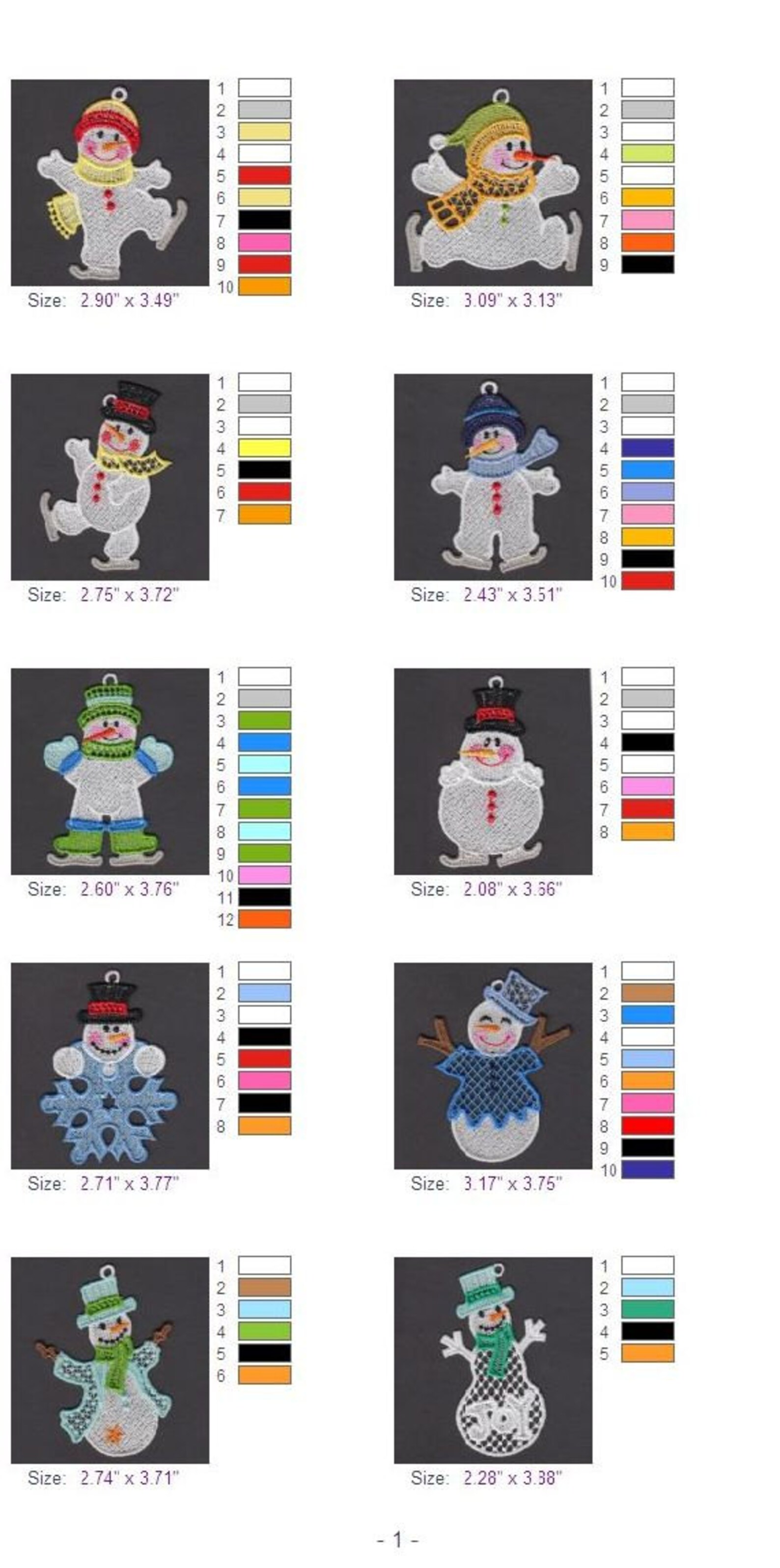 FSL Cuddly Snowmen Free Standing Lace Machine Embroidery | Etsy