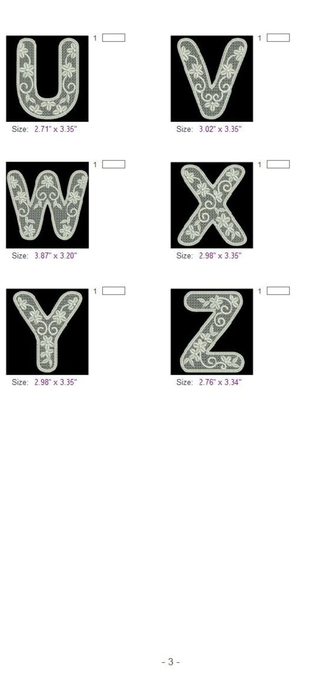 FSL Floral Alphabet Uppercase Ornament Free Standing Lace | Etsy