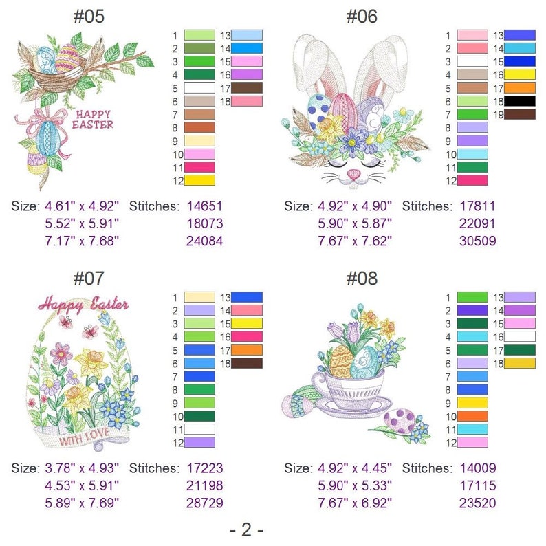 Happy Easter Machine Embroidery Designs Instant Download 5x5 6x6 8x8 ...