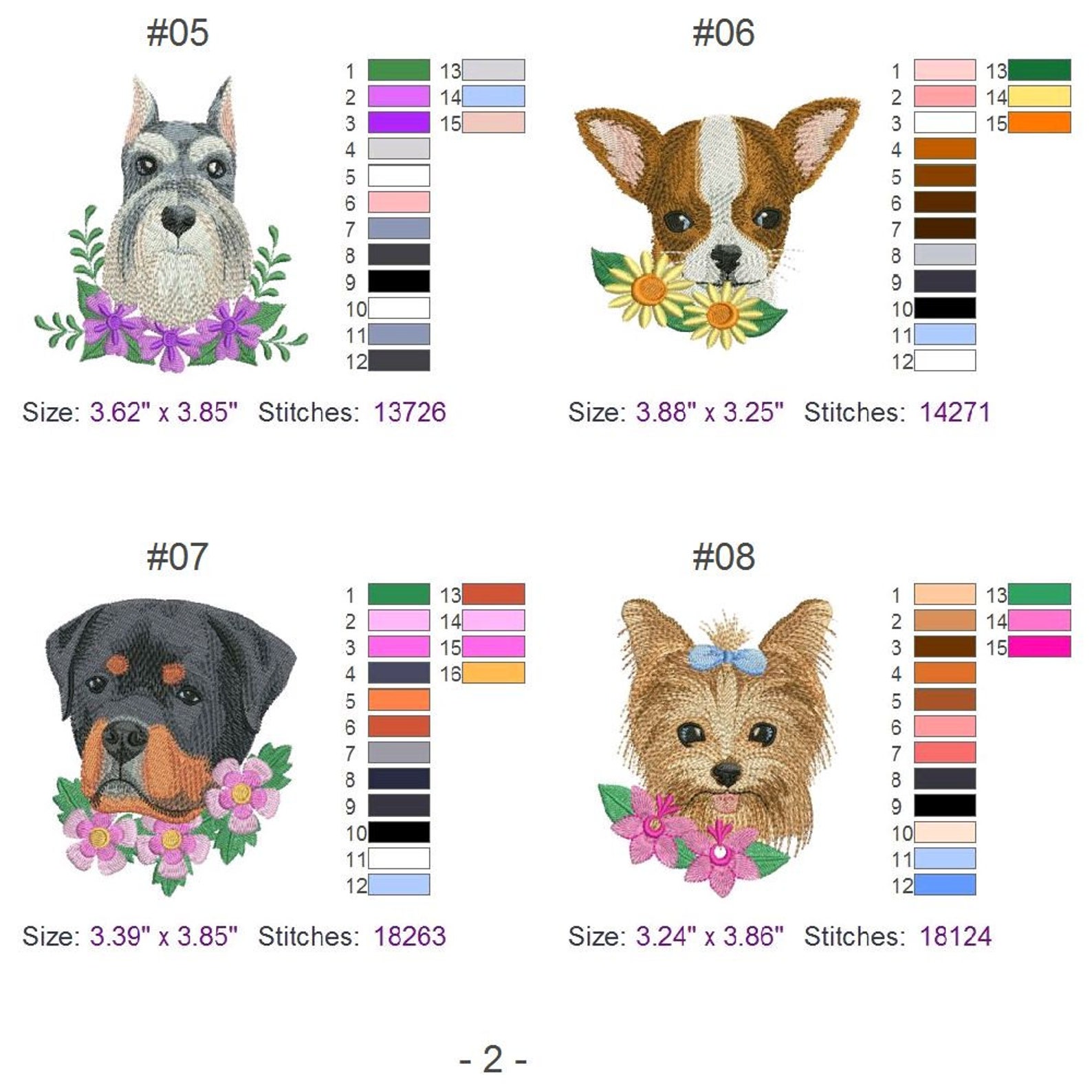 Flower Dogs Machine Embroidery Designs Pack Instant Download - Etsy