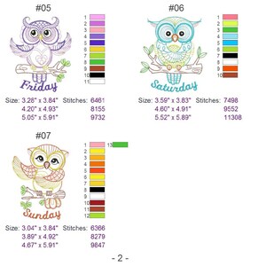 Days of the Week Owls Machine Embroidery Designs Pack Instant Download ...