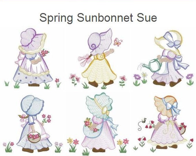 Spring Sunbonnet Sue Embroidery Designs Instant Download 4x4 - Etsy