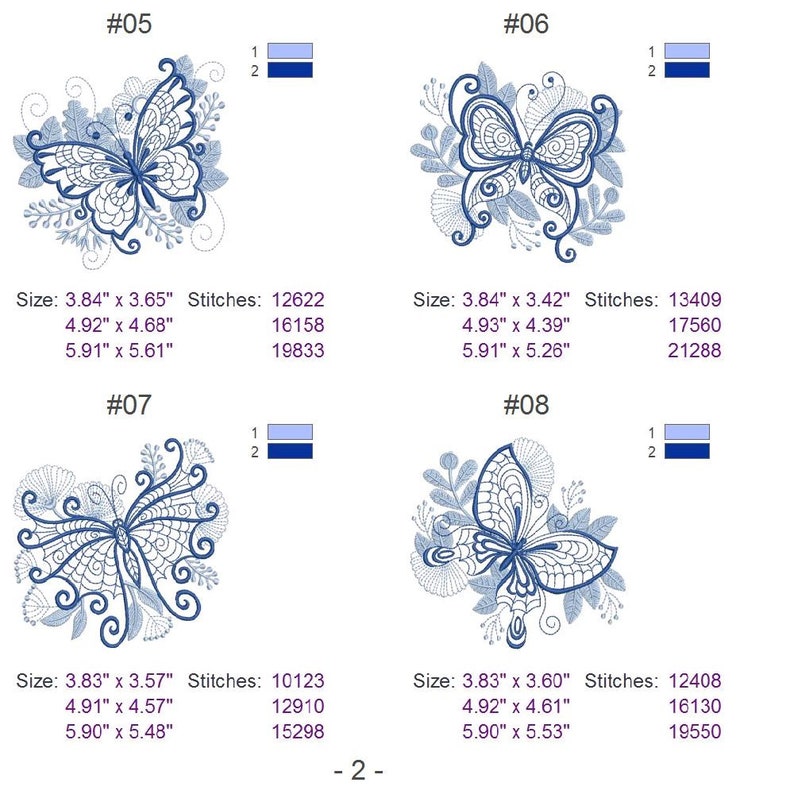Bluework Butterfly Scene Machine Embroidery Designs Instant - Etsy