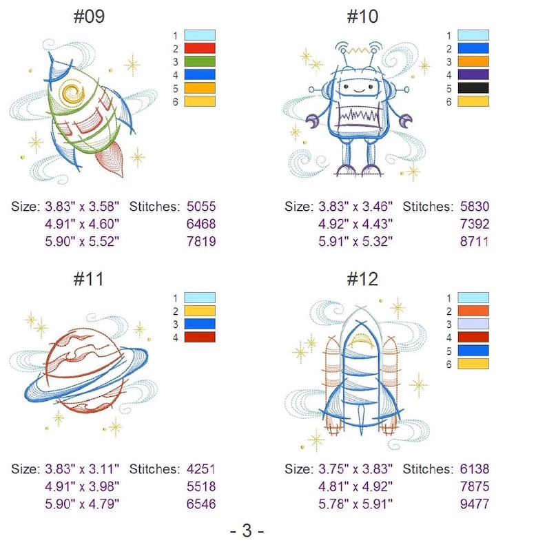 Out of This World Machine Embroidery Designs Pack Instant Download 4x4 ...