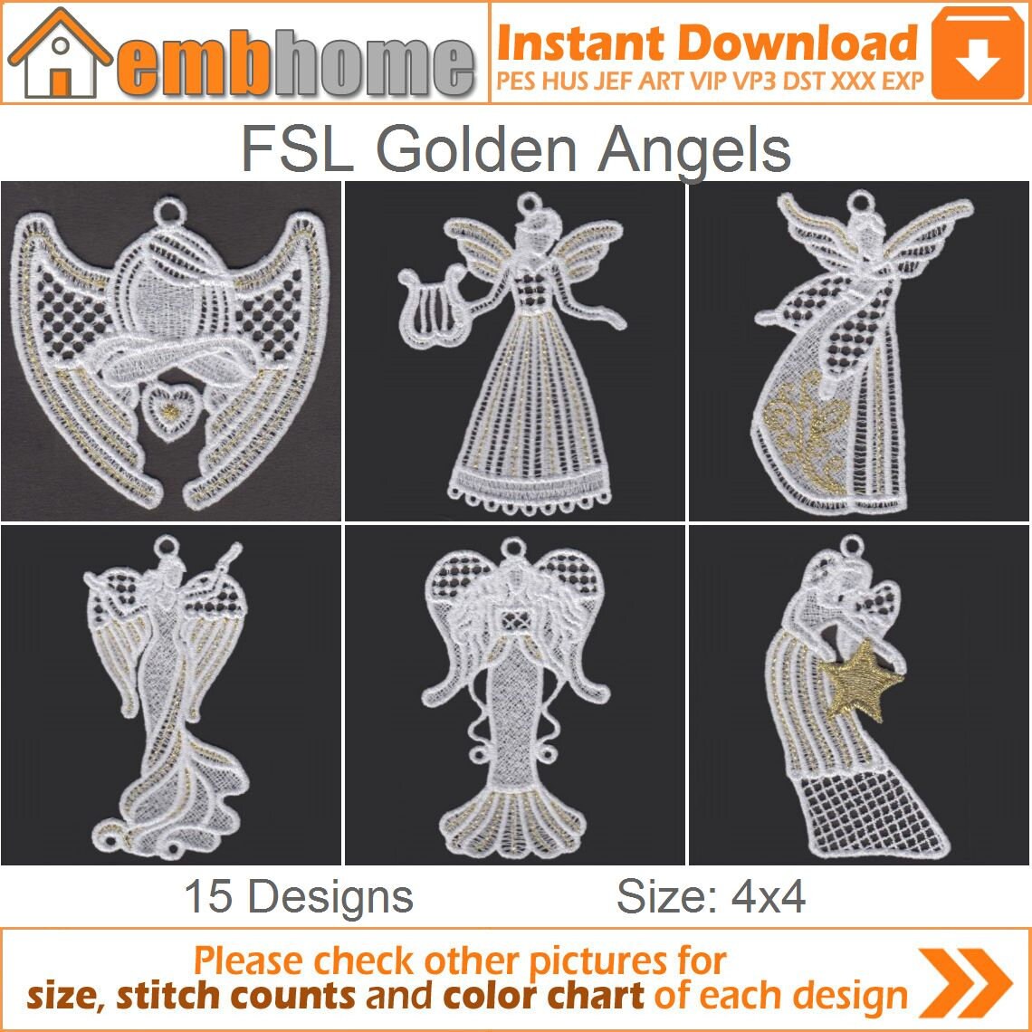 FSL Golden Angels Free Standing Lace Machine Embroidery - Etsy