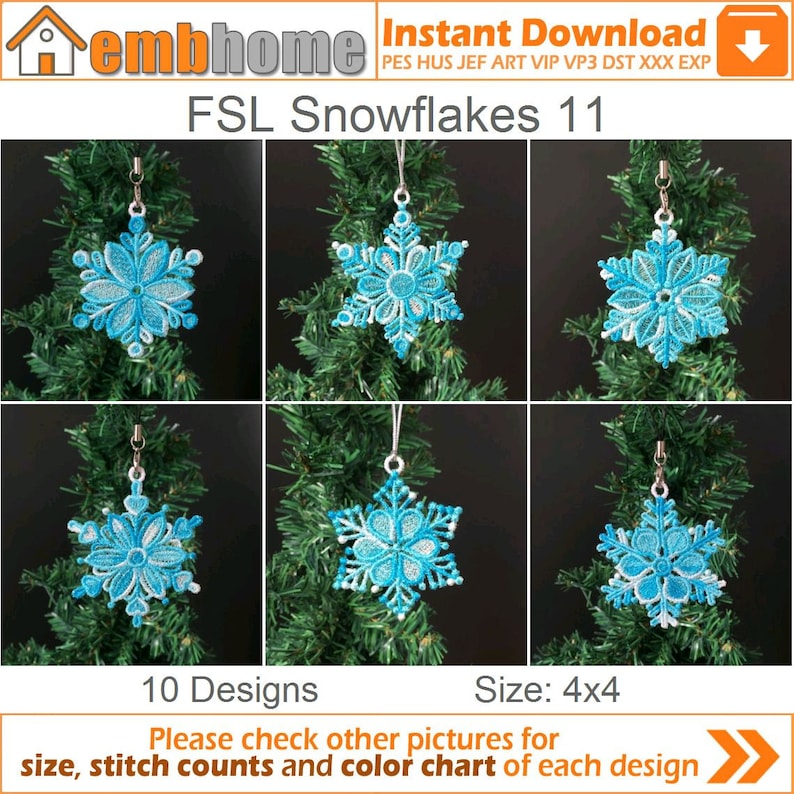 FSL Snowflakes 11 Free Standing Lace Christmas Ornament Machine ...