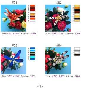 FSL Realistic Dragonfly Free Standing Lace Ornaments Machine Embroidery ...