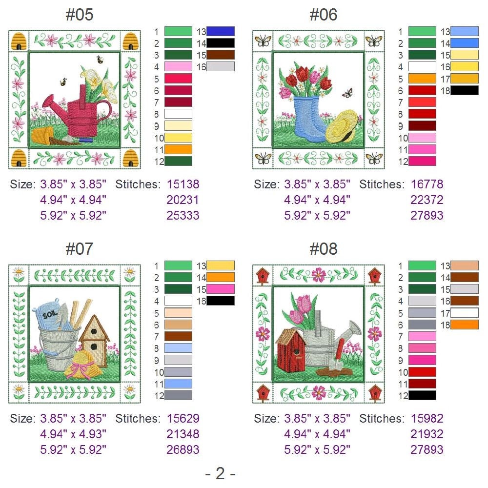 Garden Blocks Spring Season Machine Embroidery Designs Pack Instant ...