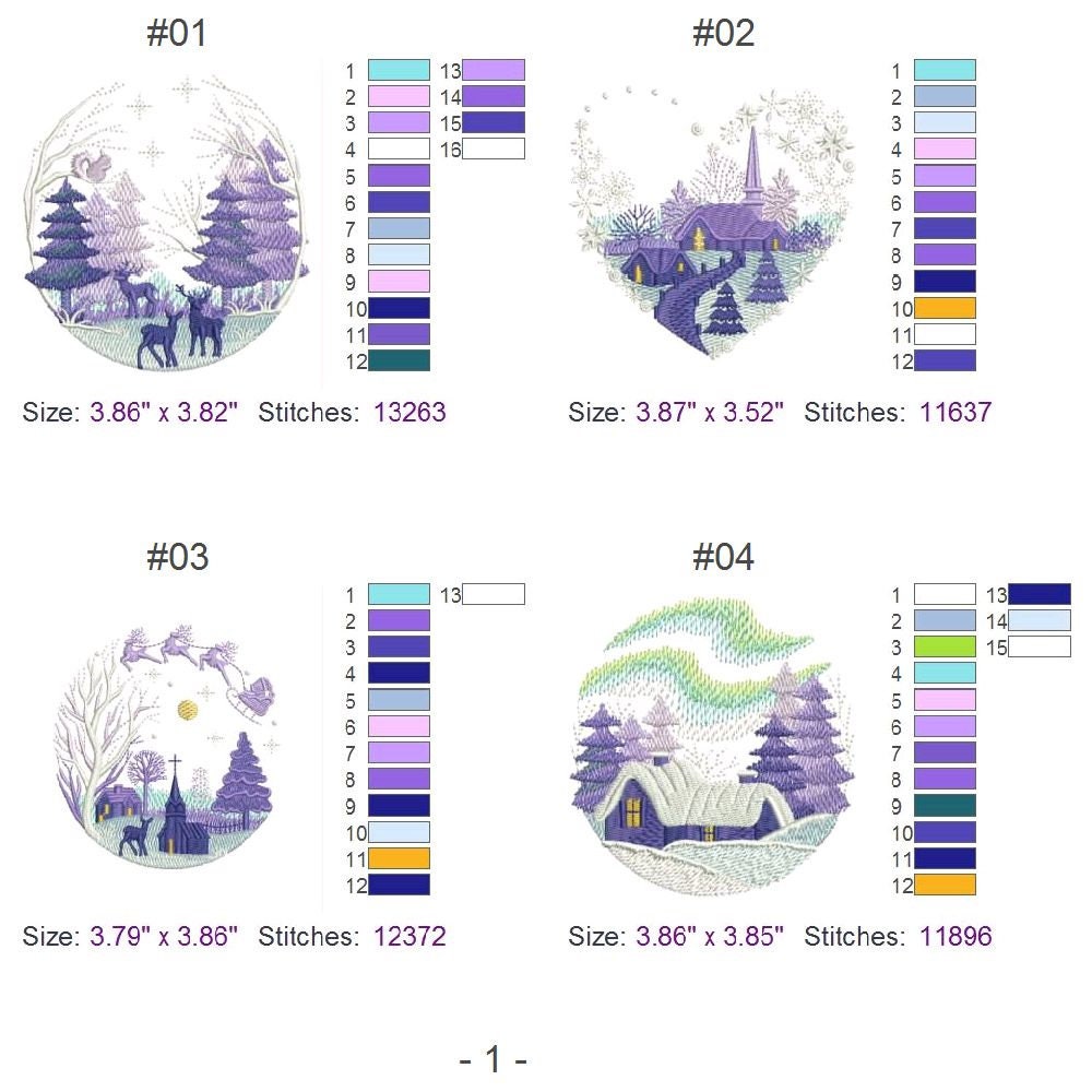 Winter Scenery Machine Embroidery Designs Pack Instant - Etsy