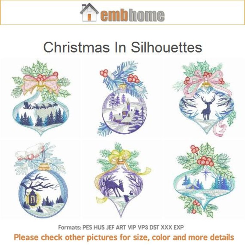 Christmas in Silhouettes Machine Embroidery Designs Instant - Etsy