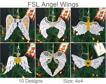 FSL Angel Wings Heart Free Standing Lace Machine Embroidery Designs Instant Download 4x4 Hoop ...