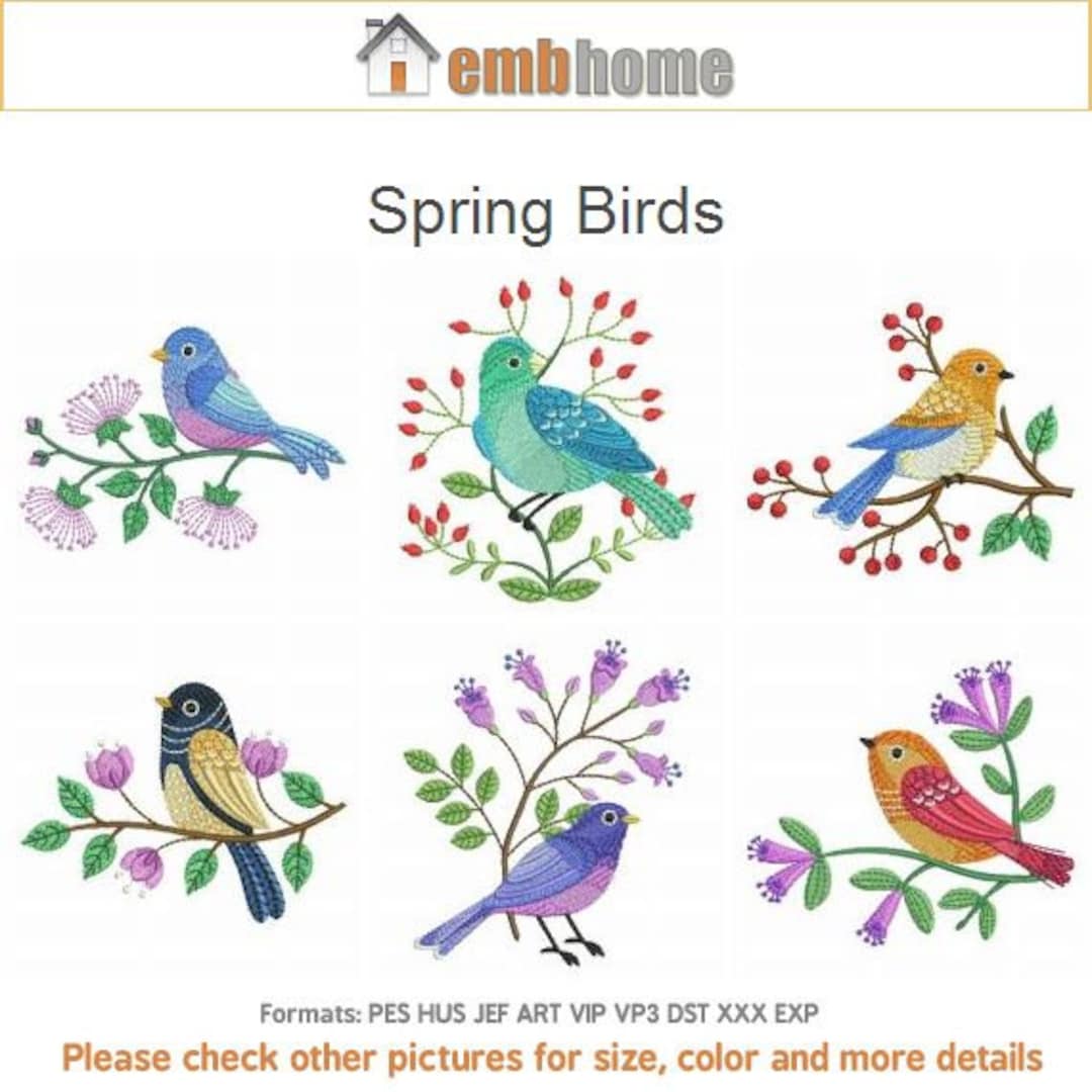 Spring Birds Machine Embroidery Designs Pack Instant Download - Etsy