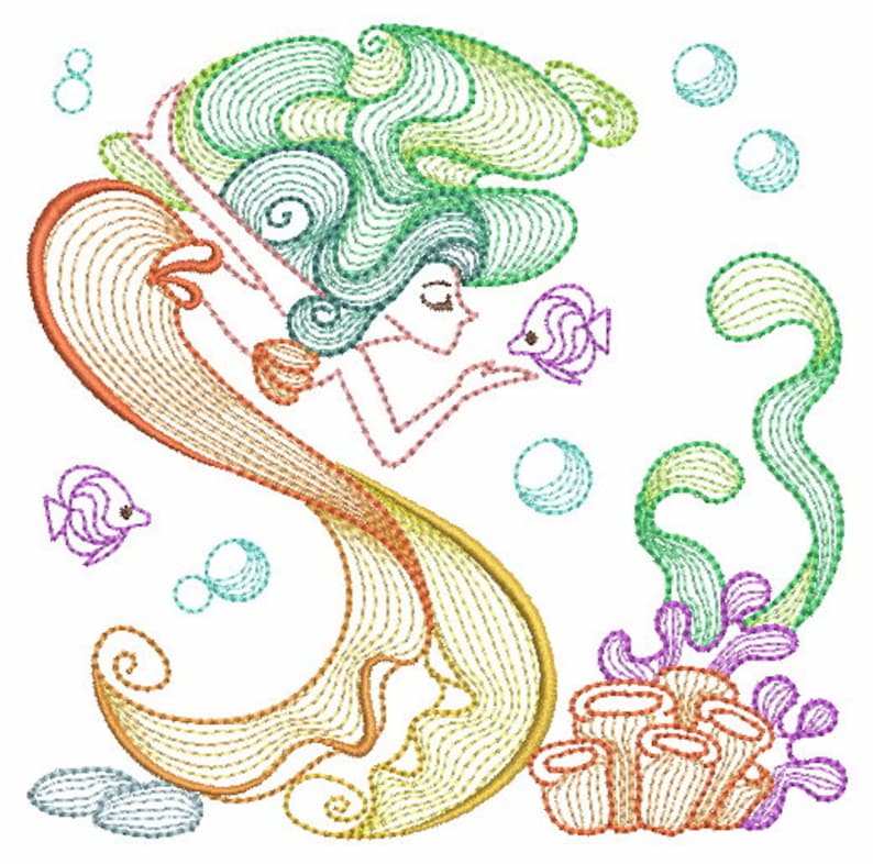 Rippled Mermaids Machine Embroidery Designs Instant Download - Etsy