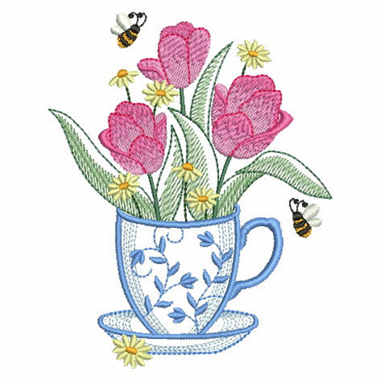 Teacup in Bloom Machine Embroidery Designs Instant Download - Etsy