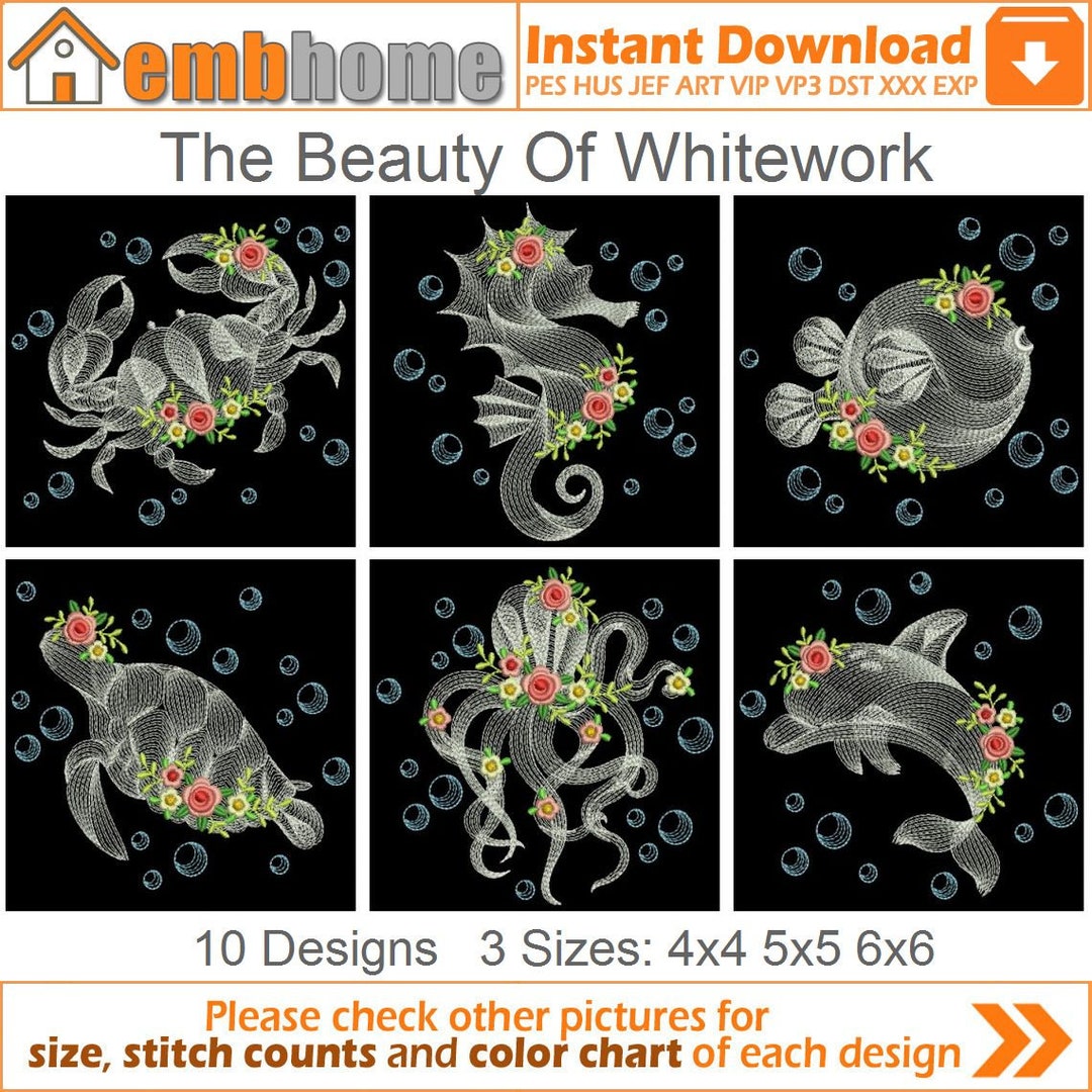 The Beauty of Whitework Machine Embroidery Designs Instant Download 4x4 ...