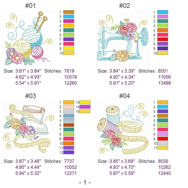 Vintage Sewing Fun Machine Embroidery Designs Pack Instant Download 4x4 ...