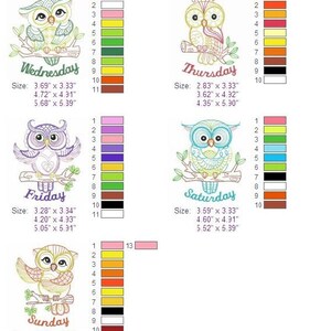 Days of the Week Owls Machine Embroidery Designs Pack Instant - Etsy