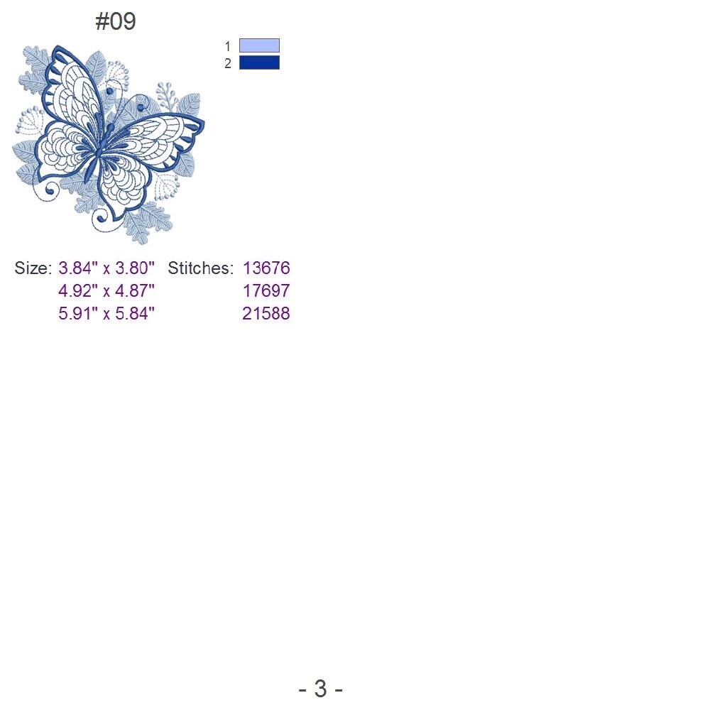 Bluework Butterfly Scene Machine Embroidery Designs Instant - Etsy