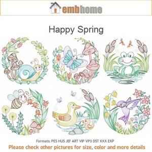 Happy Spring Machine Embroidery Designs Instant Download 5x5 | Etsy