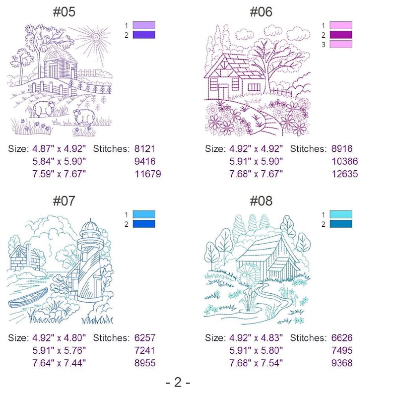 Vintage Country Scene Machine Embroidery Designs Instant - Etsy