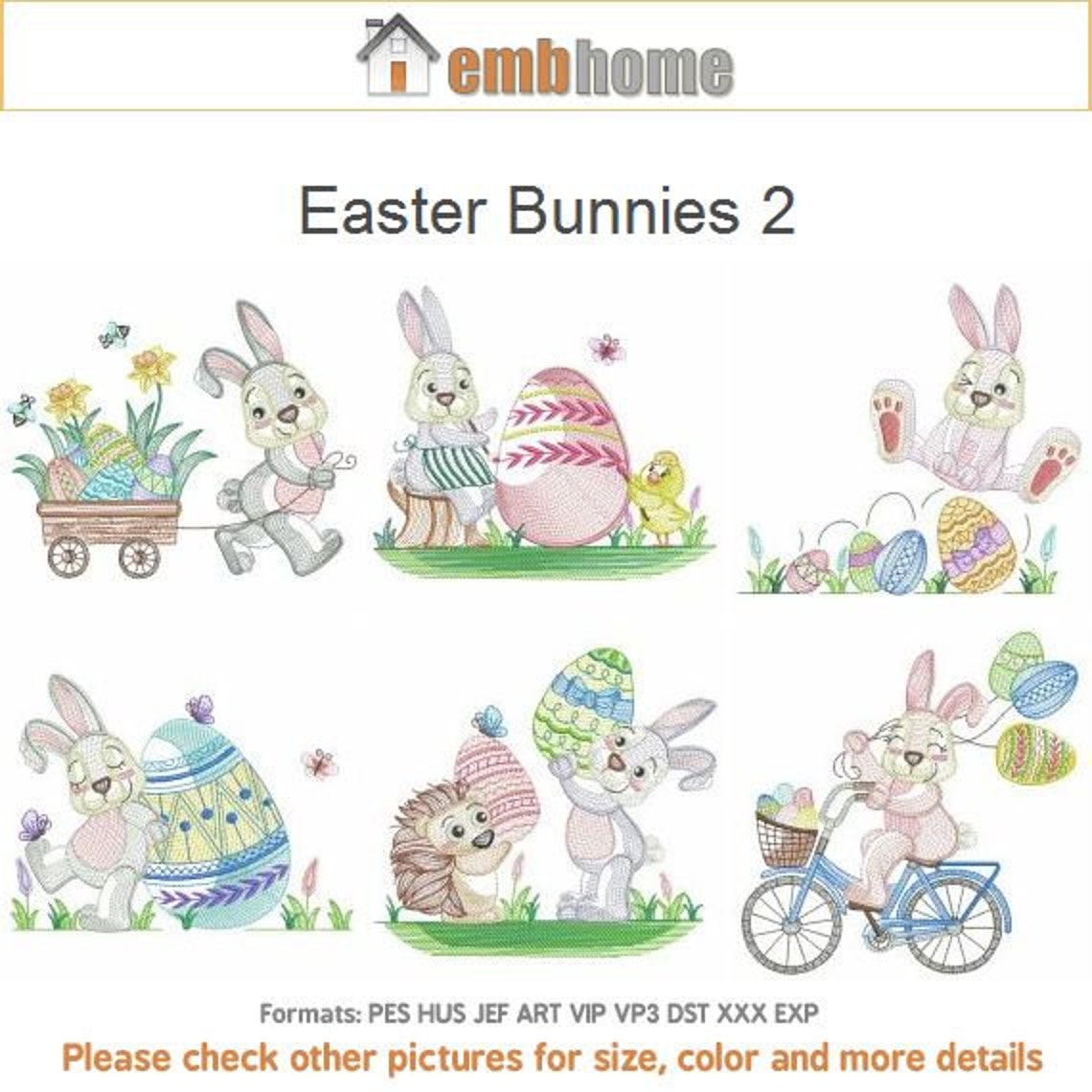 Easter Bunnies Machine Embroidery Designs Pack Instant | Etsy