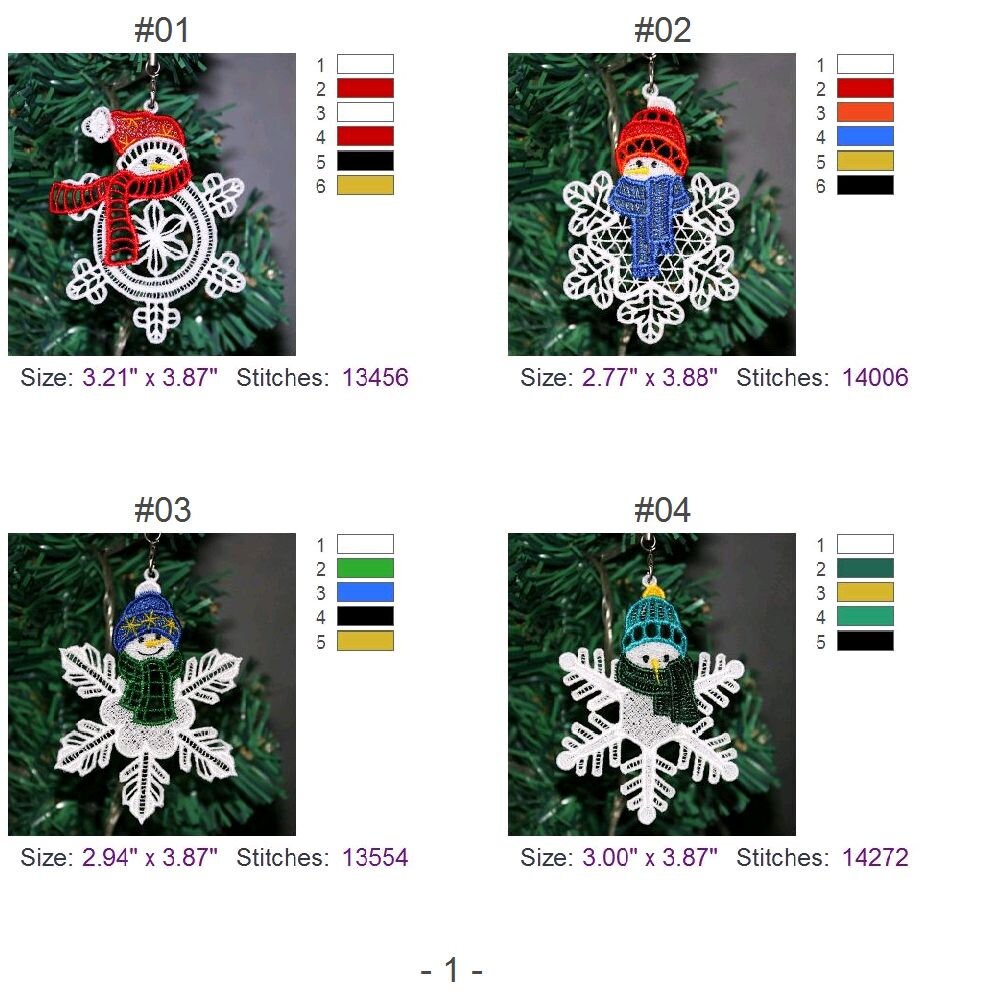 FSL Snowflake Snowman Free Standing Lace Machine Embroidery - Etsy