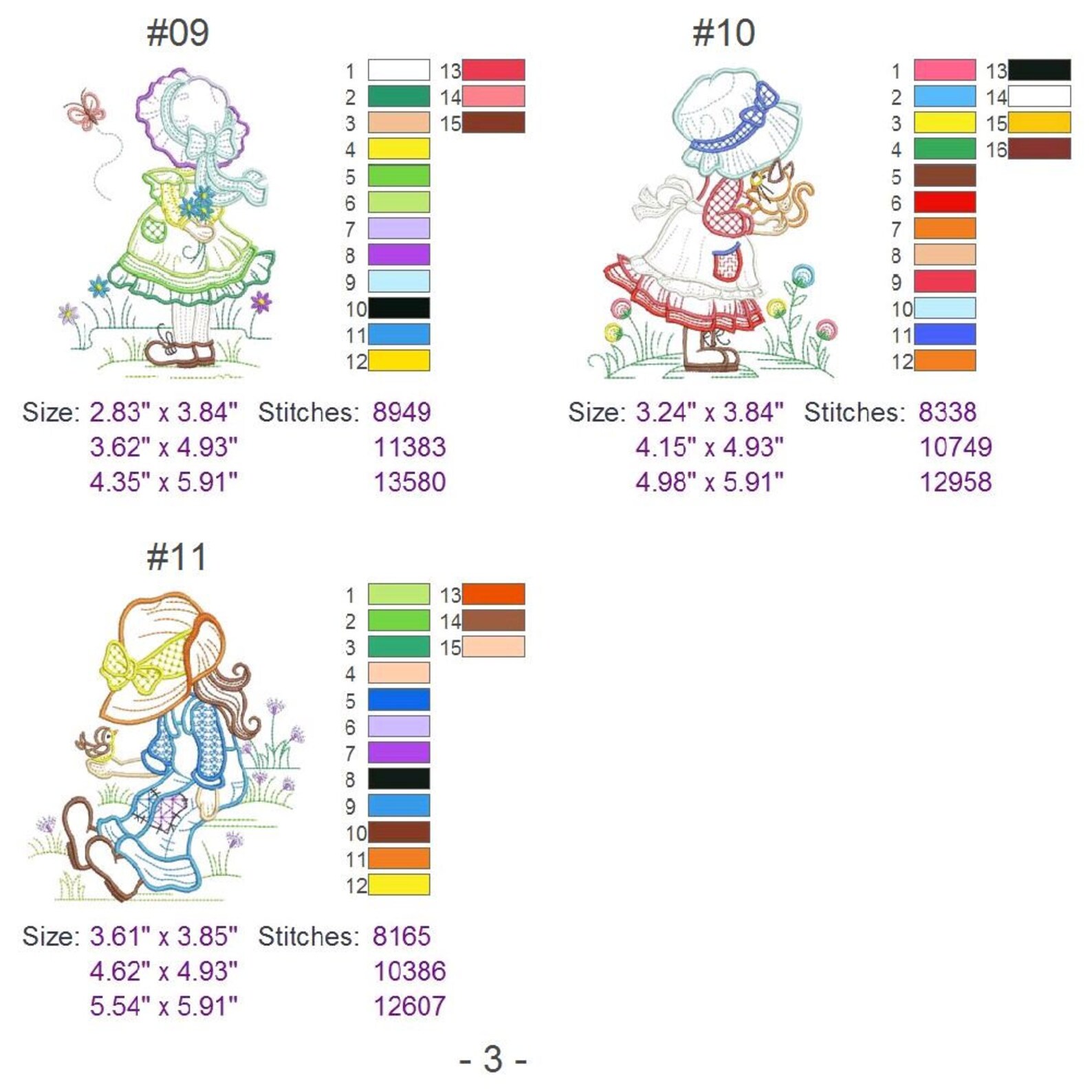 Spring Sunbonnet Sue Embroidery Designs Instant Download 4x4 - Etsy