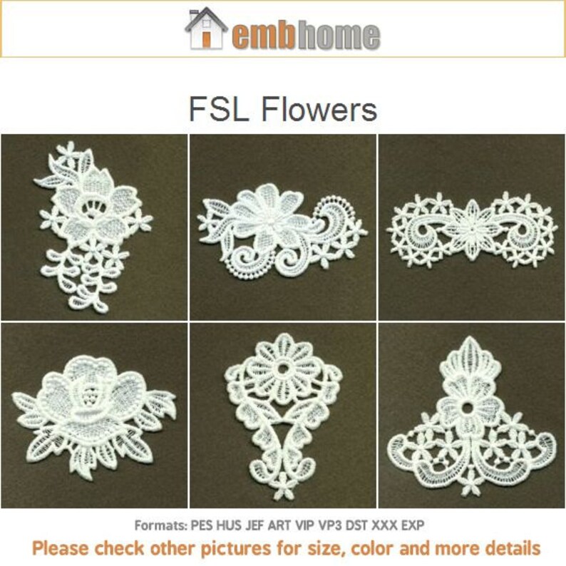 FSL Flowers Ornament Free Standing Lace Machine Embroidery - Etsy