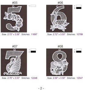 FSL 12 Days of Christmas Ornament Free Standing Lace Machine Embroidery ...