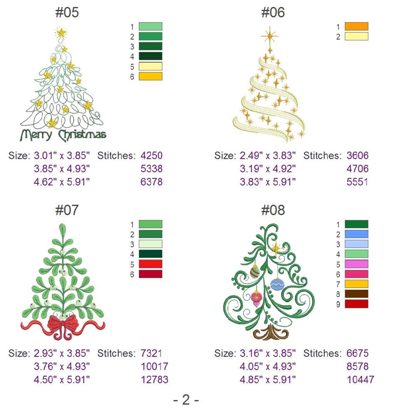 Christmas Trees Machine Embroidery Designs Instant Download 4x4 5x5 6x6 ...