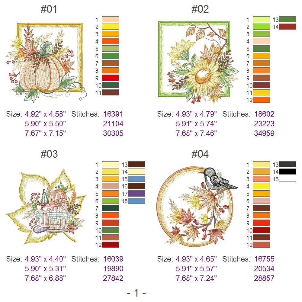 Autumn the Beautiful Machine Embroidery Designs Pack Instant - Etsy